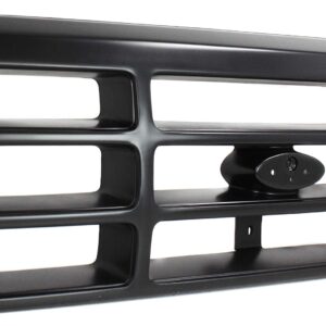 Evan Fischer Grille Assembly Compatible With 1992-1996 Ford Bronco, Fits 1992-1996 Ford F-150 Painted Black Shell and Insert Plastic Grille