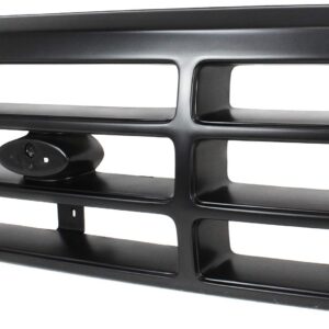 Evan Fischer Grille Assembly Compatible With 1992-1996 Ford Bronco, Fits 1992-1996 Ford F-150 Painted Black Shell and Insert Plastic Grille