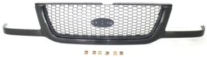 evan fischer grille assembly compatible with 2001-2003 ford ranger with emblem provision painted black shell and painted dark gray insert