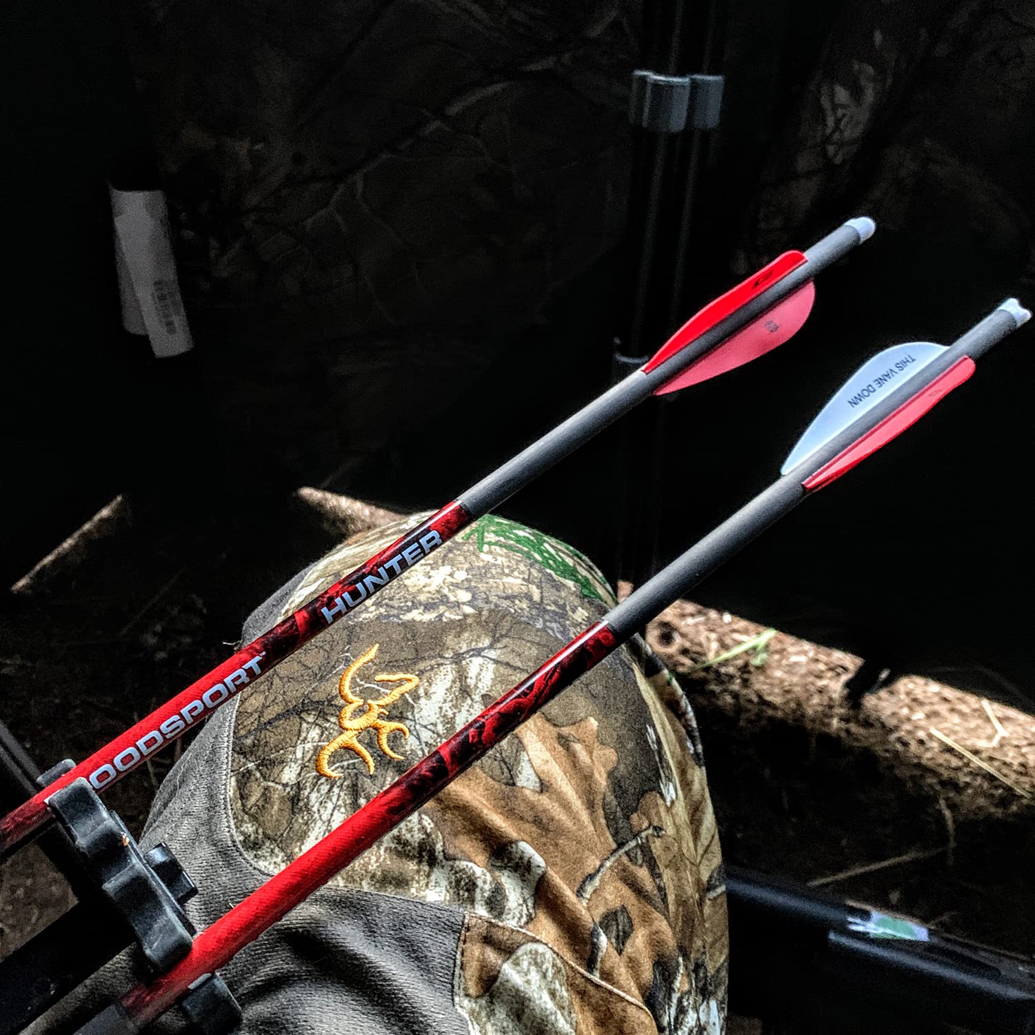 BloodSport Hunter Precise Durable Carbon Hunting Arrow for Crossbow - 22" Length, 300 Grains, 300 Spine.003 Straightness.300 I.D.344 O.D, 6 Pack Black