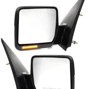 Kool Vue Left & Right Power Heated Door Mirrors Compatible With Ford F-150 2004-2006 With Signal Light Textured Pair Crew Cab & Extended Cab, New Body