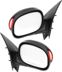 kool-vue mirror set of 2 compatible with 2001-2003 ford f-150 crew cab, driver and passenger side in-housing signal light, paintable, power, contour style