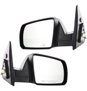 kool vue left & right power heated door mirrors compatible with toyota tundra 2007-2013 manual fold without signal light, memory & puddle lamp textured standard cab, with cold climate specification