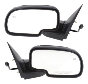 kool vue left & right power heated door mirrors compatible with chevrolet silverado 1500 1999-2002 without puddle lamp chrome pair extended cab & standard cab