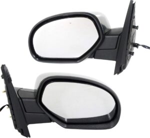 kool vue left & right power heated mirrors compatible with chevrolet silverado 1500 2007-2013 manual fold w/o signal light, blind spot, memory, puddle lamp & auto-dimming chrome new body, off road pkg