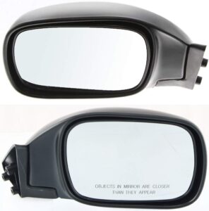 kool-vue mirror set of 2 compatible with 1997-2001 jeep cherokee driver and passenger side manual folding, textured black, manual glass