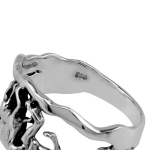 Silvershake Double Horse 925 Sterling Silver with Antique Finish Ring Size 8.5