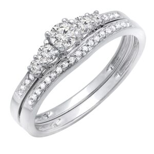 dazzlingrock collection round white diamond five stone engagement ring set for women (0.45 ctw) in 14k white gold size 7