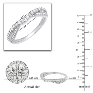 Dazzlingrock Collection 0.32 Cttw Round White Diamond Contour Wedding Band for Her in 14K Solid White Gold, Size 7