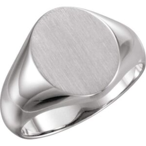 the men's jewelry store (unisex jewelry) sterling silver satin brushed oval top signet pinky ring (12x10mm) size 7