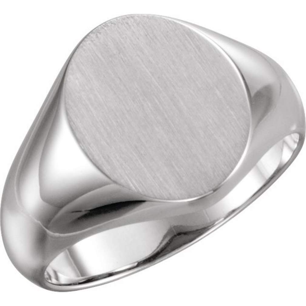 The Men's Jewelry Store (Unisex Jewelry) Sterling Silver Satin Brushed Oval Top Signet Pinky Ring (12x10mm) Size 7