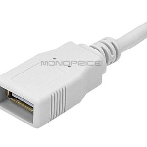 Monoprice 6-Feet USB 2.0 A Male to A Female Extension 28/24AWG Cable (Gold Plated), White (108606)