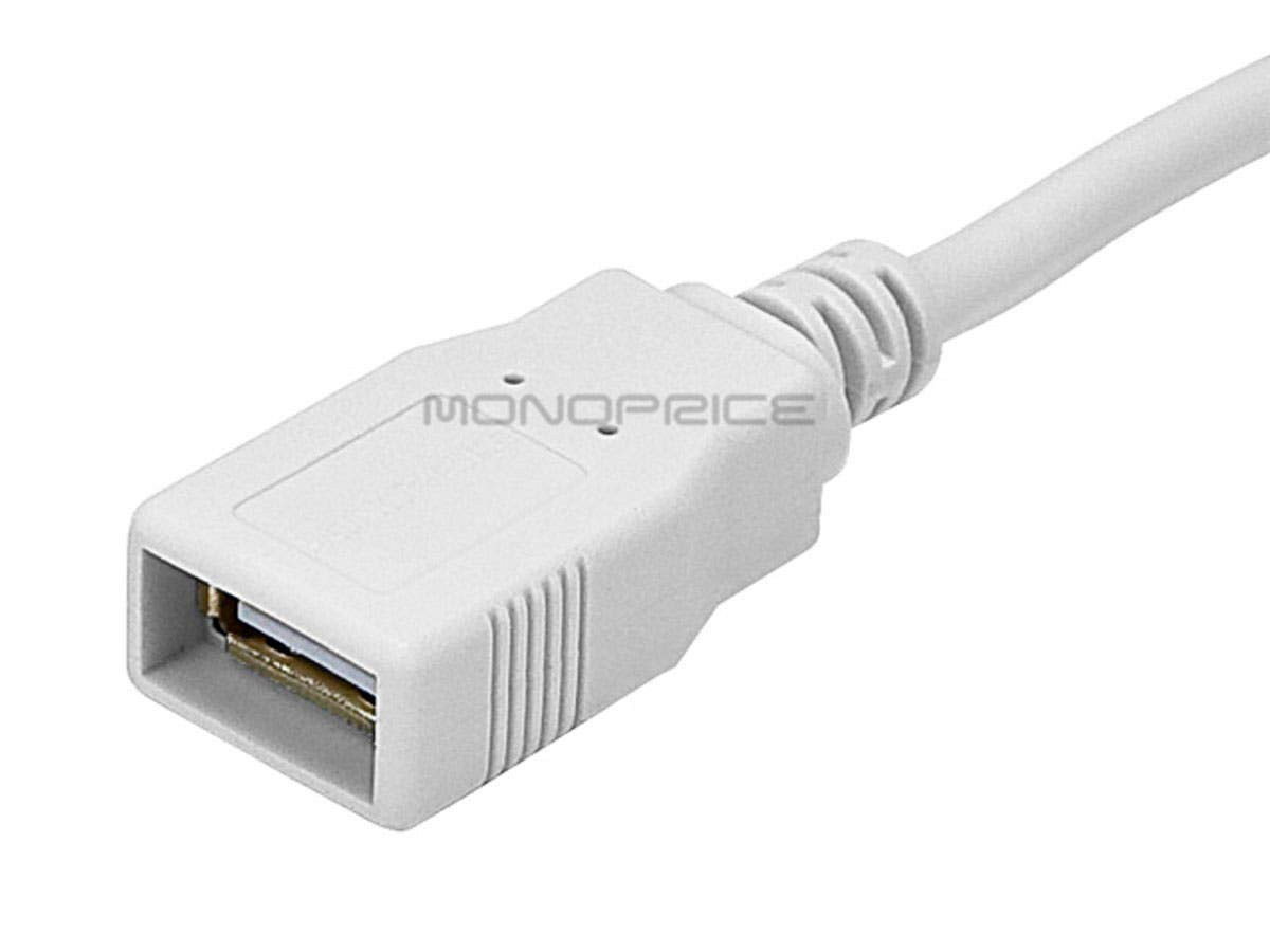 Monoprice 6-Feet USB 2.0 A Male to A Female Extension 28/24AWG Cable (Gold Plated), White (108606)