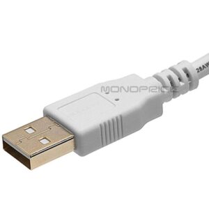 Monoprice 6-Feet USB 2.0 A Male to A Female Extension 28/24AWG Cable (Gold Plated), White (108606)