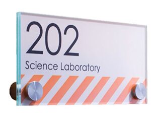 6 x 3-inch complete sign systems, green edge acrylic plates, stainless steel standoff screws