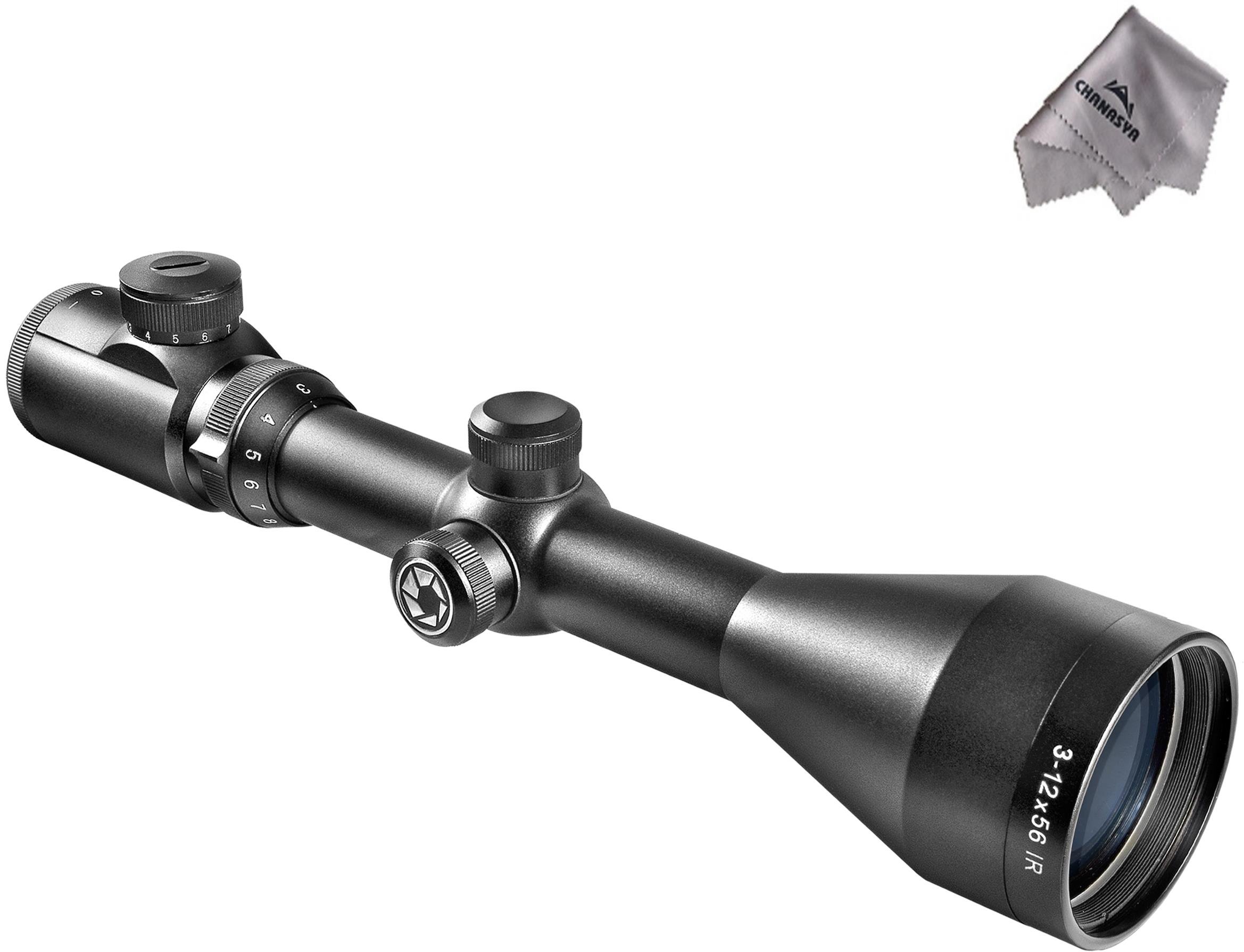 3-12x56 IR Euro-30 Pro Scope AC10024 with Chanasya Polish Cloth Bundle