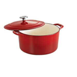 tramontina covered round dutch oven enameled cast iron 6.5-quart, gradated red, 80131/048ds