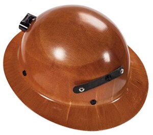 msa 460389 skullgard full-brim hard hat with staz-on pinlock suspension, lamp bracket and cord holder | non-slotted cap, made of phenolic resin, radiant heat loads up to 350f - standard size in tan