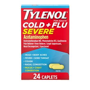 tylenol cold + flu severe medicine caplets for fever, pain, cough & congestion, 24 ct.