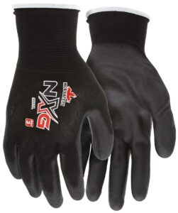 mcr safety 9669l, 13 gauge black nylon shell, blk pu palm & fingers, l (12 pr)