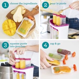 Infantino Squeeze Station For Homemade Baby Food, Pouch Filling Station For Puree Food For Babies And Toddlers, Dishwasher Safe And BPA-Free,Purple