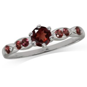 silvershake natural garnet white gold plated 925 sterling silver engagement ring size 6.5