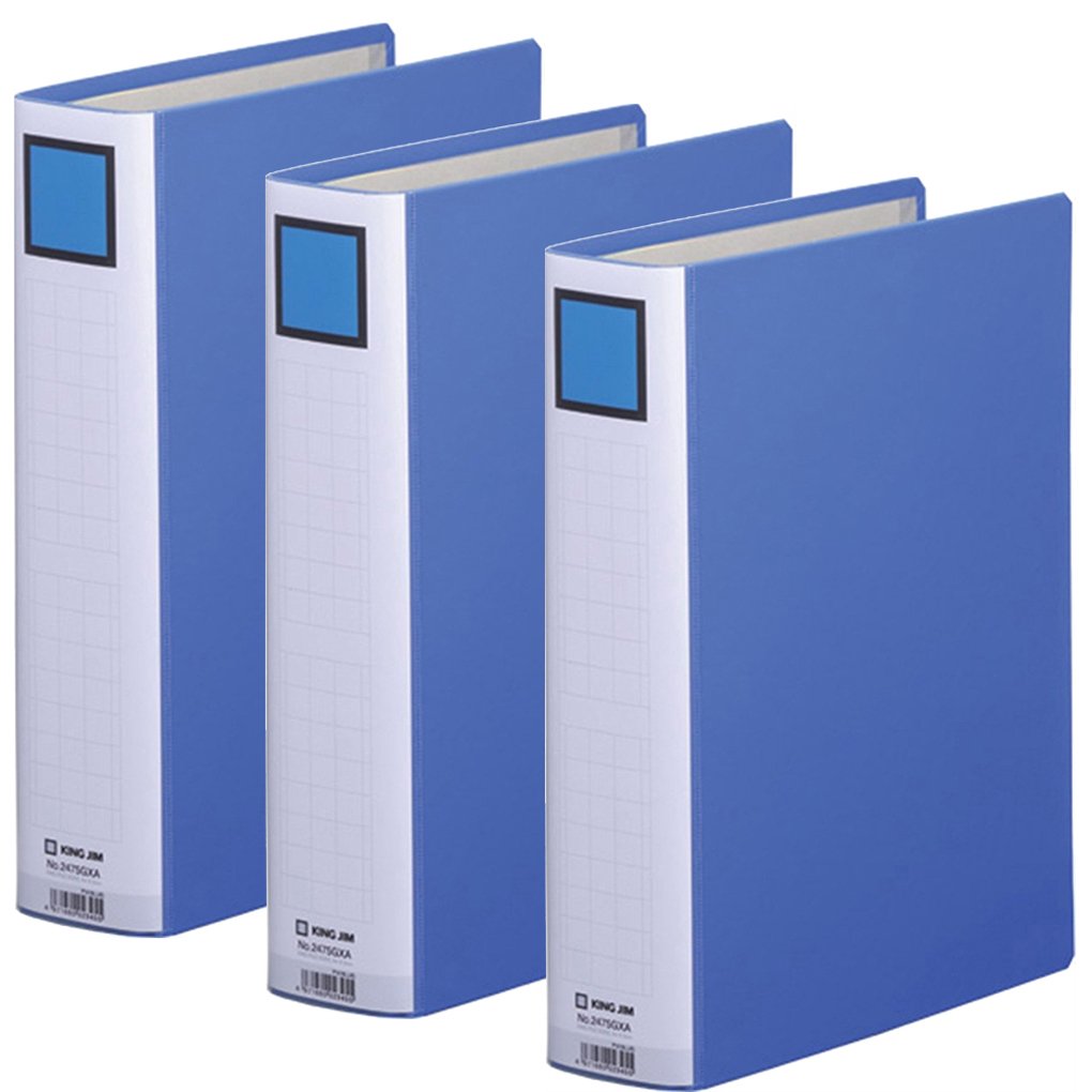 King Jim 2475GXA-3 King File, A4, Vertical, Blue, Pack of 3