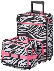 rockland fashion softside upright luggage set, pink zebra, 2-piece (14/19)