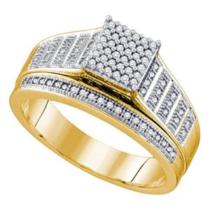 sonia jewels size 7-10k yellow gold ladies womens diamond bridal engagement ring w/matching wedding band ring (1/4 cttw.)