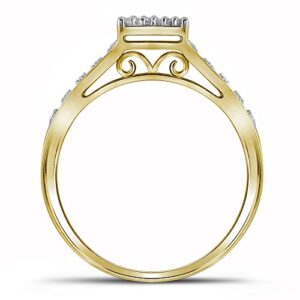 Sonia Jewels Size 7-10k Yellow Gold Ladies Womens Diamond Bridal Engagement Ring W/Matching Wedding Band Ring (1/4 cttw.)