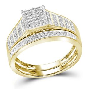 Sonia Jewels Size 7-10k Yellow Gold Ladies Womens Diamond Bridal Engagement Ring W/Matching Wedding Band Ring (1/4 cttw.)