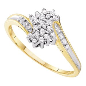 sonia jewels size 9.5-10k yellow gold ladies womens round diamond cluster ring (1/10 cttw.)