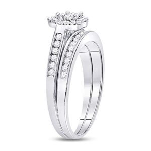 Sonia Jewels Size 7-10k White Gold Ladies Womens Diamond Heart Bridal Engagement Ring W/Matching Wedding Band Set (0.55 cttw.)