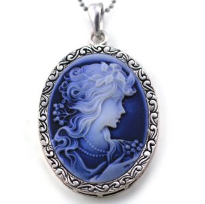 soulbreezecollection blue cameo pendant necklace charm for women