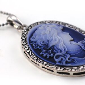 Soulbreezecollection Blue Cameo Pendant Necklace Charm for Women