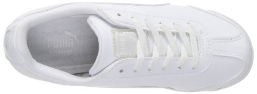 PUMA unisex-child Roma Basic JR Sneaker, White/Light Gray, 4 M US Big Kid