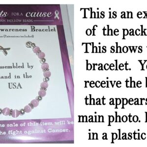 Cancer Awareness Bracelet, For Showing Support or Fundraising Campaign, Adult Size with Extension, 6mm Cat's Eye Beads. Comes Packaged. (Ovarian Cancer - Teal)