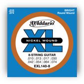 d'addario d'addario exl140-8 electric guitar strings - light-top/heavy-bottom - 10-74 - 1 set