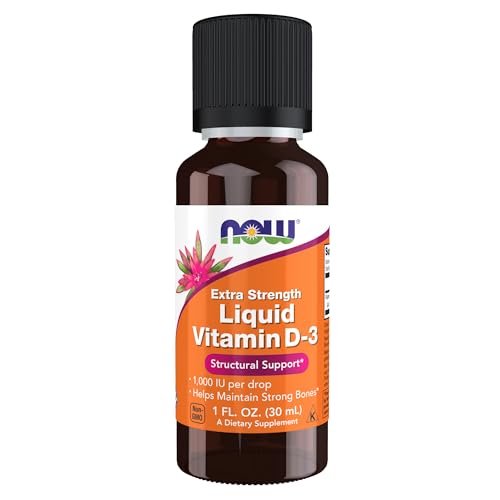 NOW Supplements, Liquid Vitamin D-3, Extra Strength, Structural Support*, 1-Ounce