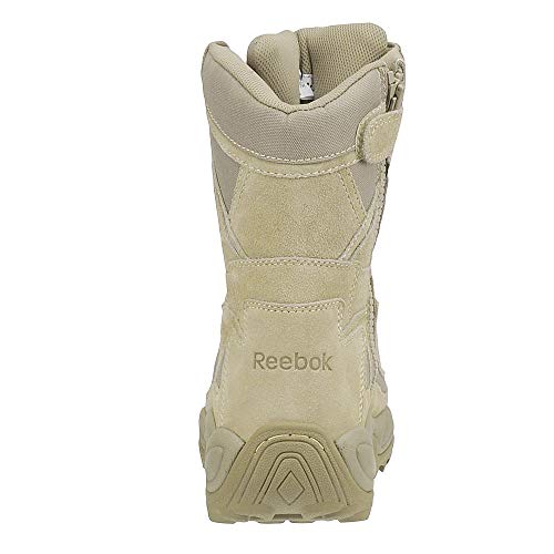 Reebok mens Rapid Response Rb Safety Toe 8" Stealth With Side Zipper Military & Tactical Boot, Desert Tan, 10.5 Wide US