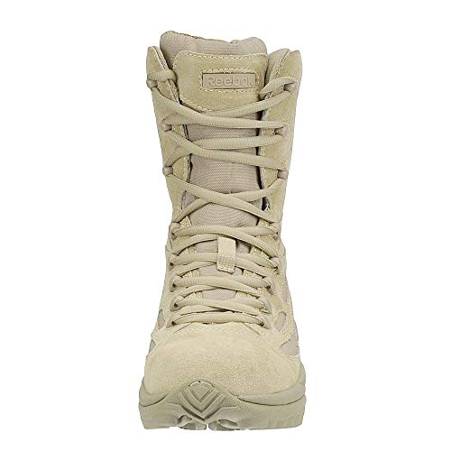 Reebok mens Rapid Response Rb Safety Toe 8" Stealth With Side Zipper Military & Tactical Boot, Desert Tan, 10.5 Wide US