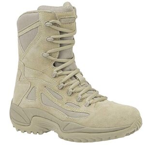 Reebok mens Rapid Response Rb Safety Toe 8" Stealth With Side Zipper Military & Tactical Boot, Desert Tan, 10.5 Wide US