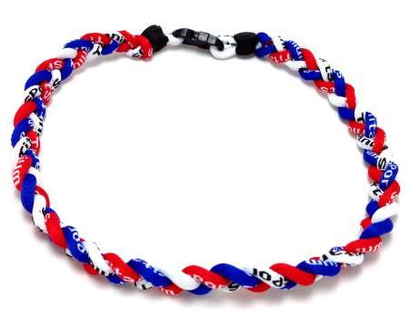 Package of 10 Red White Royal Blue Tornado Necklaces