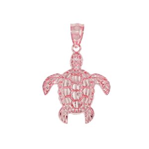 charm america - rose gold diamond-cut turtle charm - 10 karat solid gold