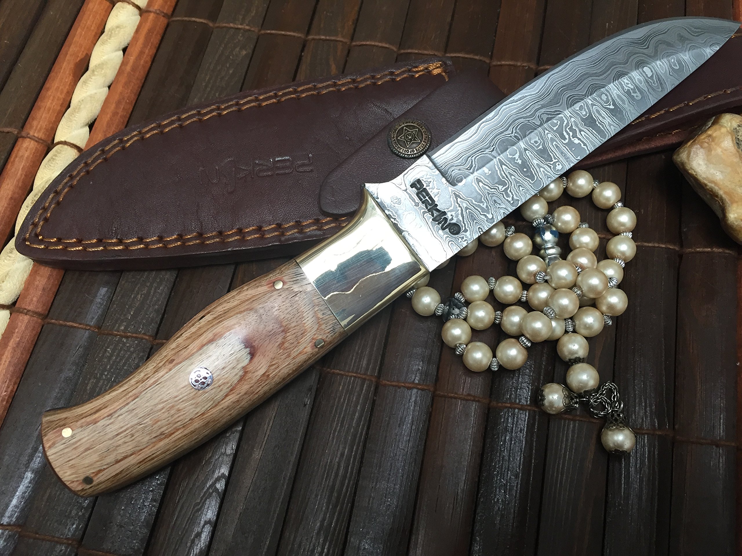 Perkin Knives - Custom Handmade Damascus Hunting Knife Fixed Blade Knife