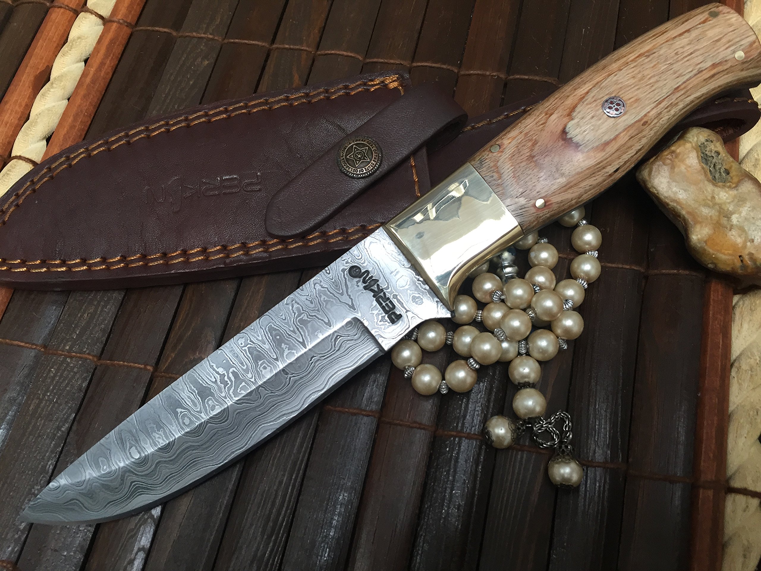 Perkin Knives - Custom Handmade Damascus Hunting Knife Fixed Blade Knife