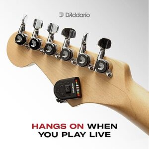 D'Addario Accessories Guitar Tuner - Micro Headstock Tuner - Tuner for Acoustic Guitar, Electric Guitar, Bass Guitar, Mandolin, Banjo, Ukelele - Compact & Discrete - Clip On - 2 Pack