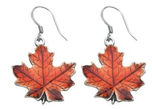 danforth - maple leaf fall/autumn earrings - 3/4” pewter, handcrafted, surgical steel wires, made in usa