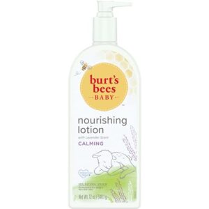 burt's bees baby nourishing lotion with lavender, calming baby lotion, pediatrician tested, 99.0% natural origin, 12 ounces