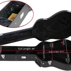 Gearlux Dreadnought Acoustic Guitar Hardshell Case with Accessory Compartment - Black